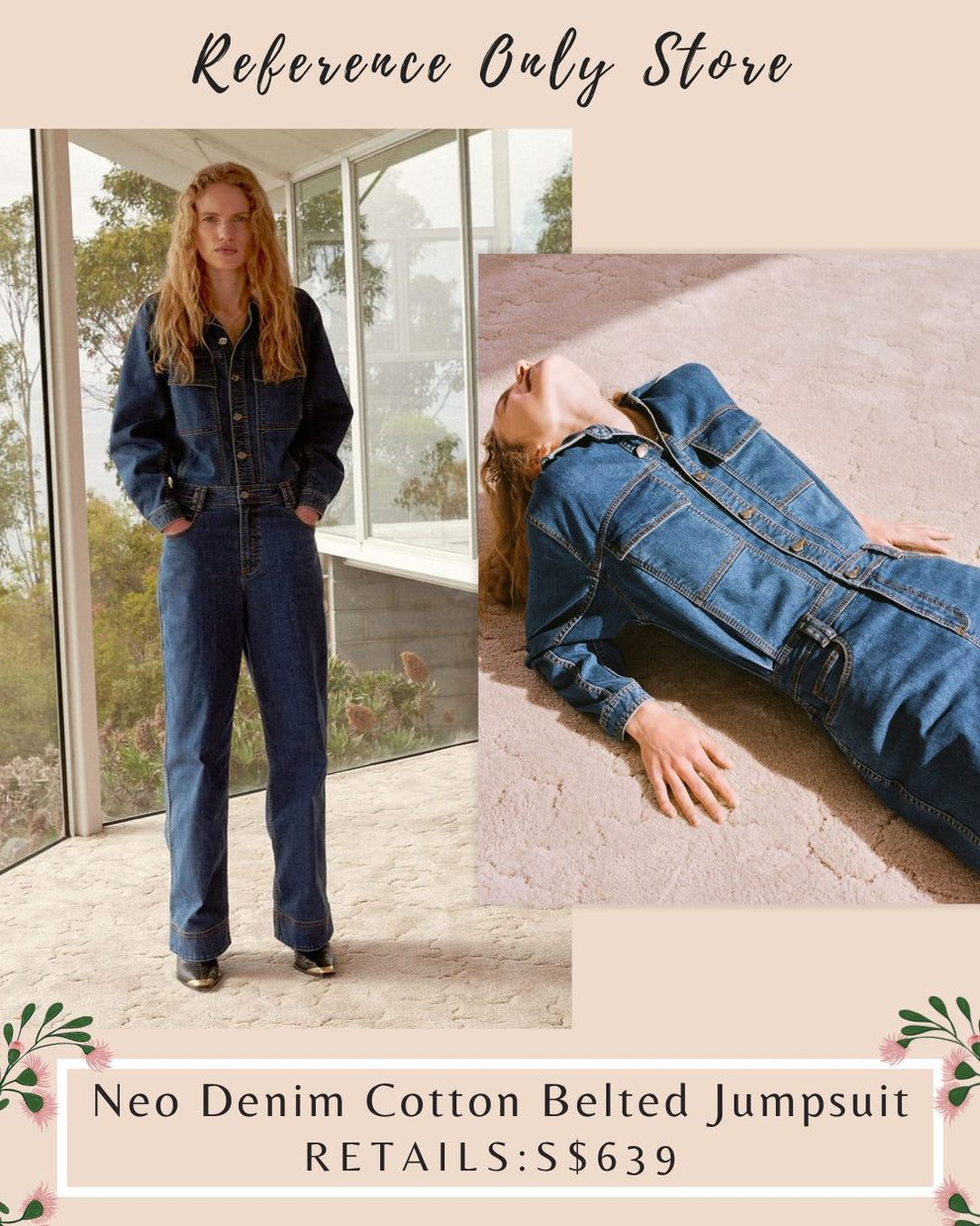 AJ Neo Denim cotton belted jumpsuit – For Reference Store