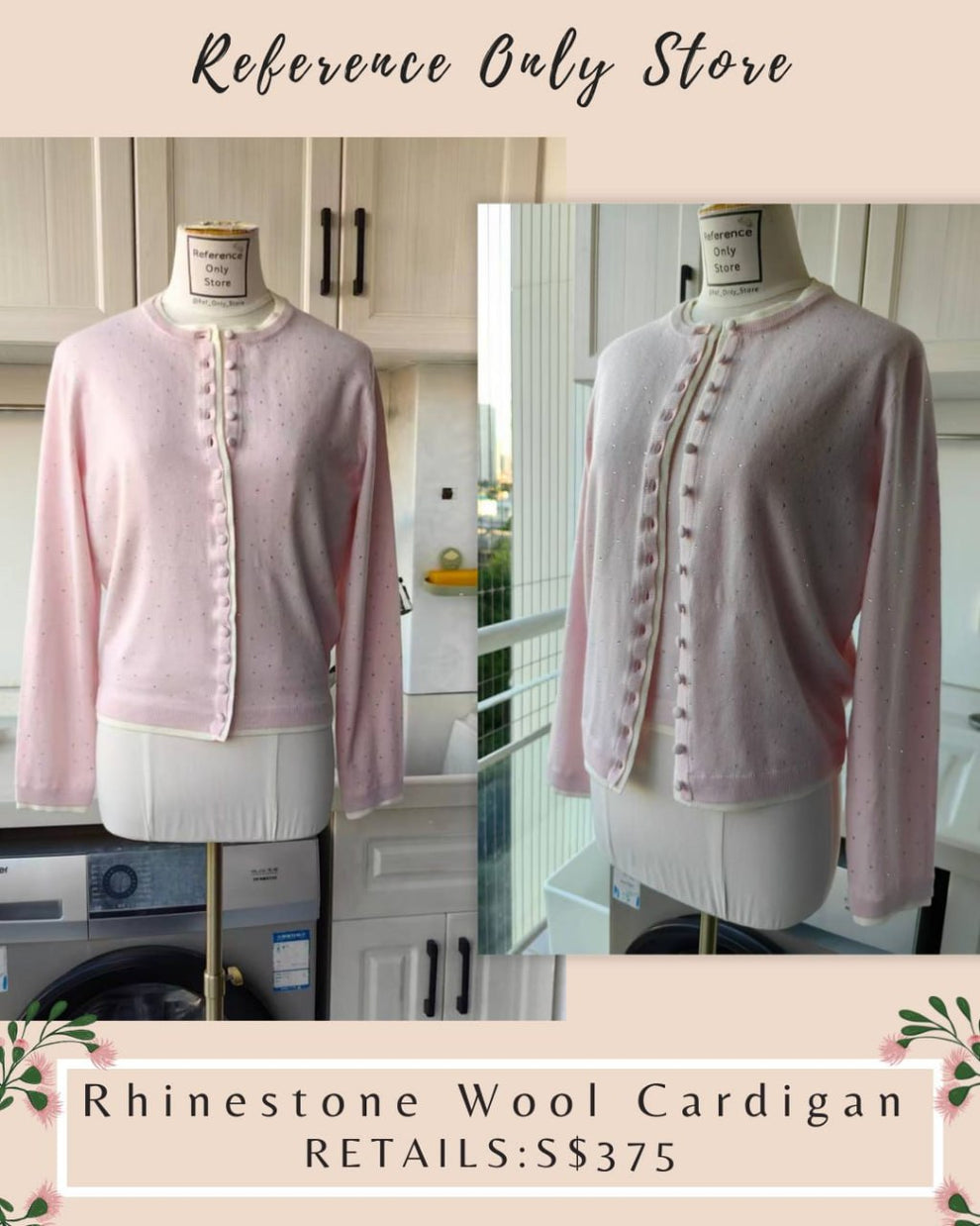 MJ Rhinestone Wool Pink Cardigan – For Reference Store