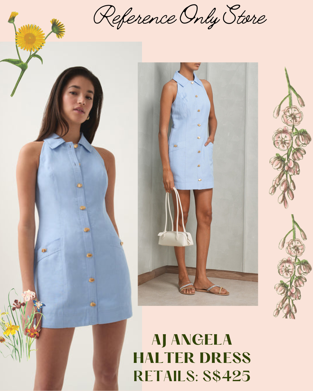 AJ Angela Halter linen blend mini dress – For Reference Store