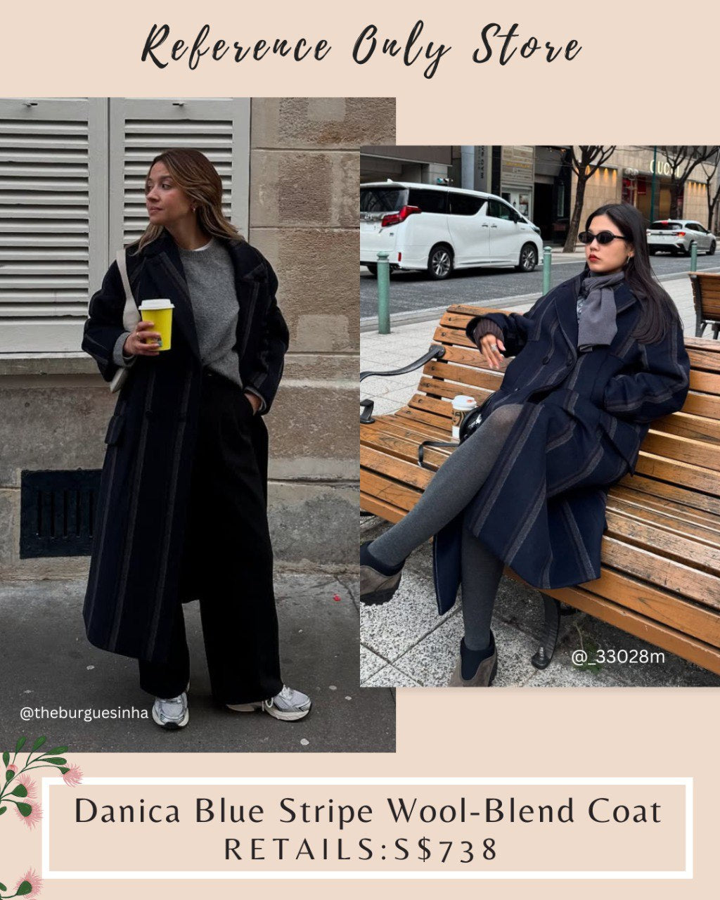 BUP Danica Blue Stripe Wool Blend Coat – For Reference Store