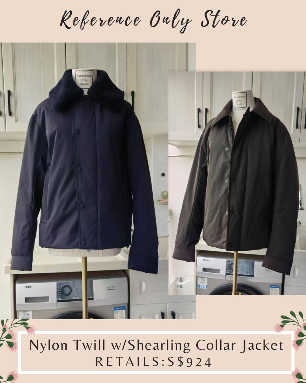 EA Nylon Twill w/ shearling collar jacket – For Reference Store