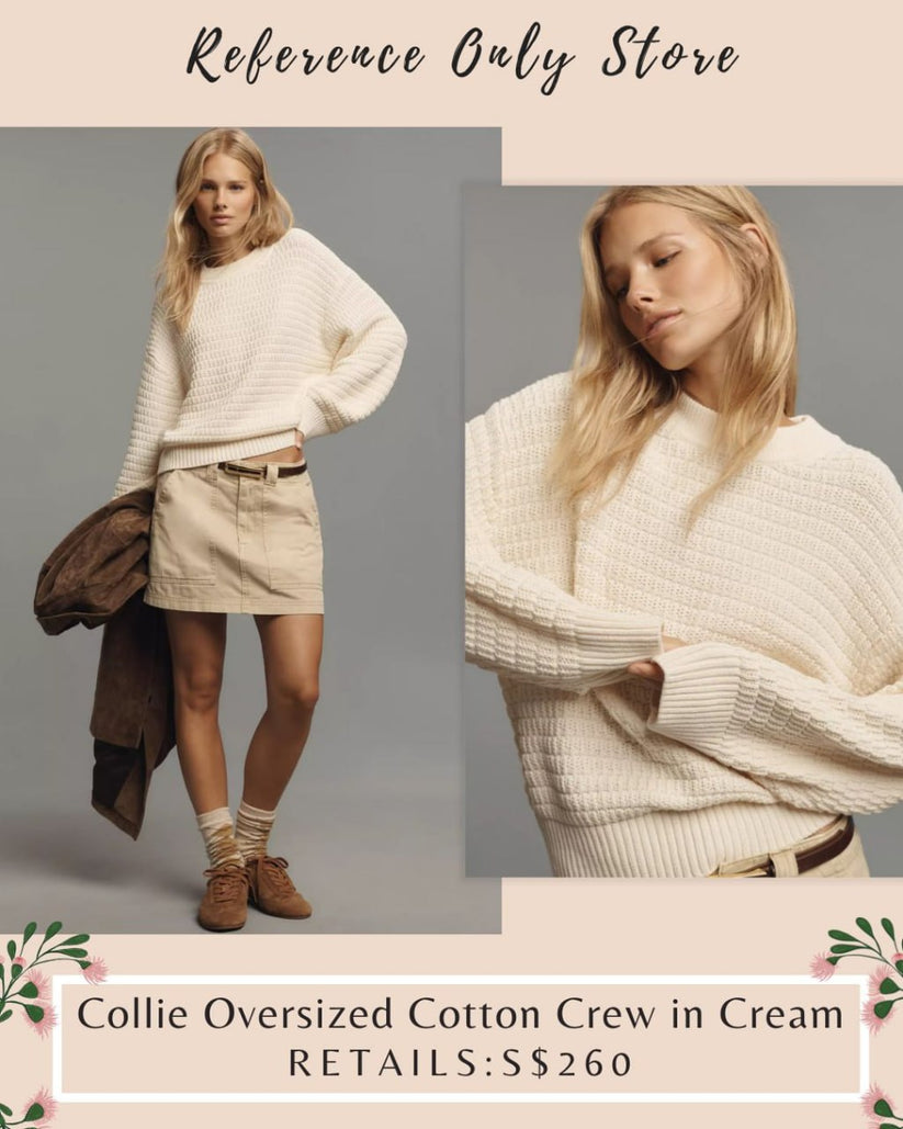 Ref Collie Oversized cotton crew in cream – For Reference Store
