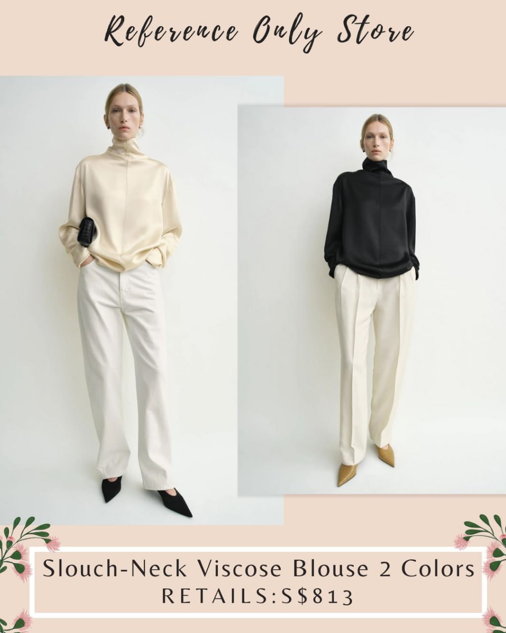 Tot Slouch neck viscose blouse in 2 colors – For Reference Store