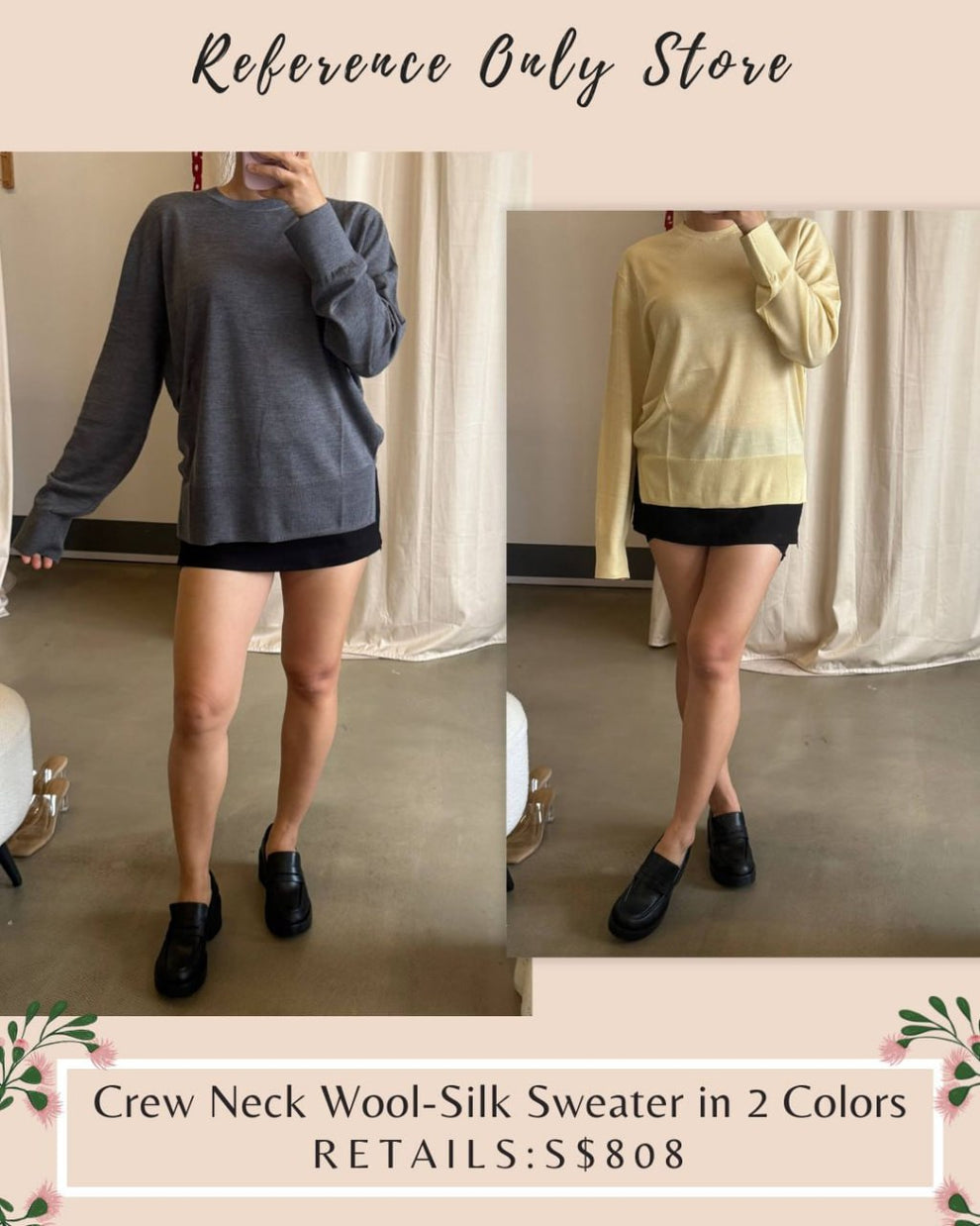 Tot crew neck wool silk sweater in 2 colors – For Reference Store