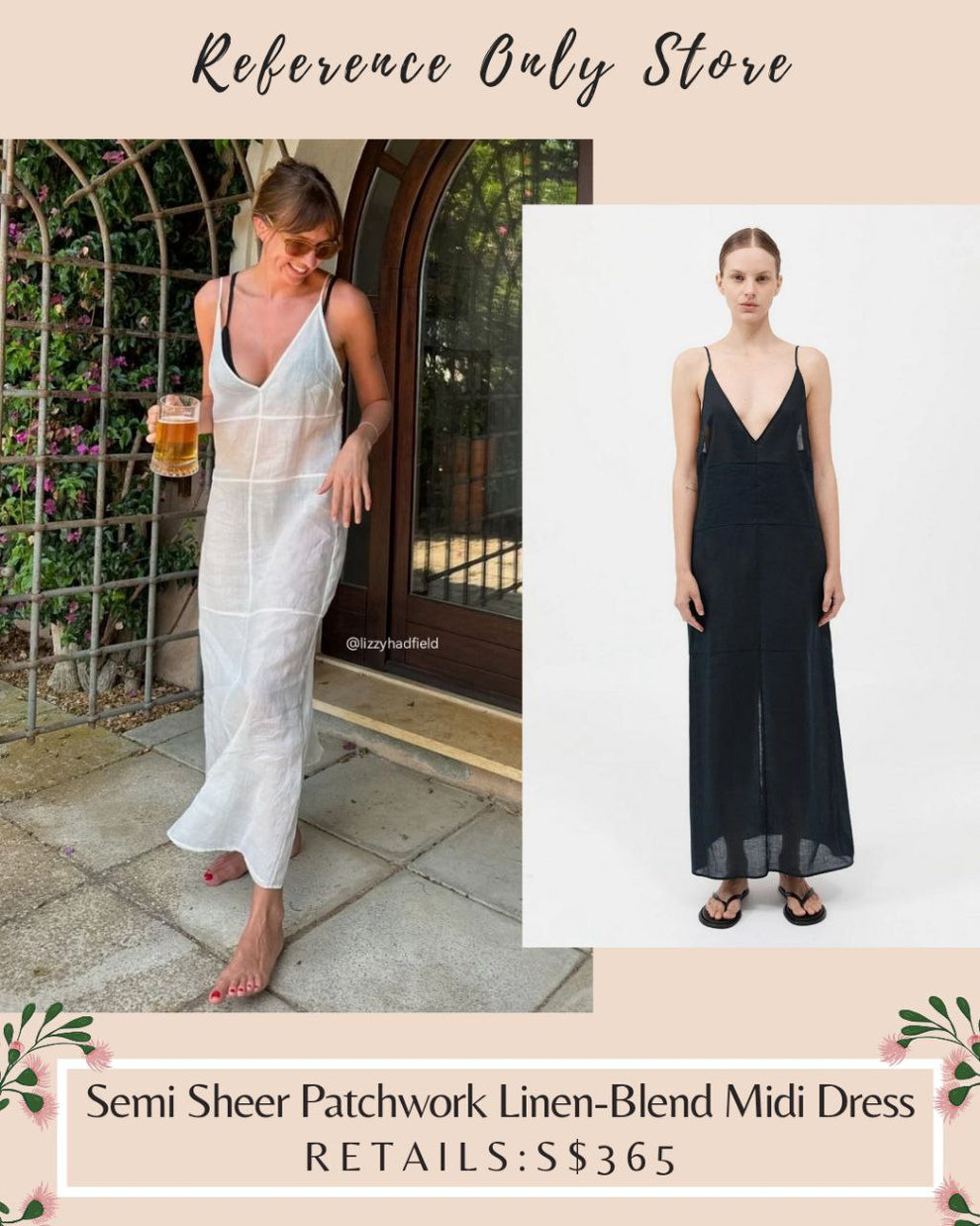 SA Semi Sheer Patchwork Linen Blend Midi Dress – For Reference Store